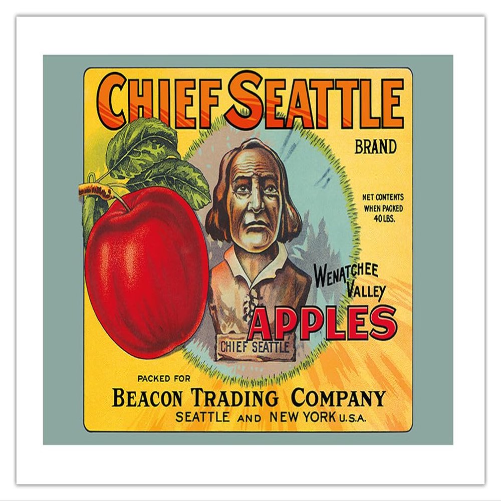 Wenatchee Valley Apples - Chief Seattle Brand - Vintage Fruit Crate ...