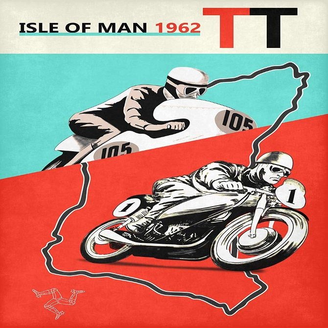 ArtExpert Isle Of Man TT 1962 by Mark Rogan - 16x24 Art Print Poster ...